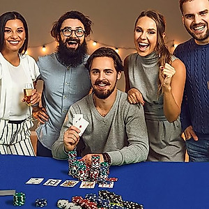 Oudain 2 Pack Mahjong Table Mat 32.7 x 32.7 Inch Game Mat Rubber Anti Slip Playmat Mahjong Mat Noise Reduction Mahjong Table Cover Board Game Table Mat for Mahjong Poker Cards (Gray, Marine Blue)