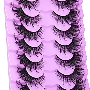 False Eyelashes Fairy Cat Eye Lashes Mink Fluffy Fox Eye Lashes Wispy Dramatic Eyelashes 20mm Fake Lashes 7 Pairs Pack by ALICE