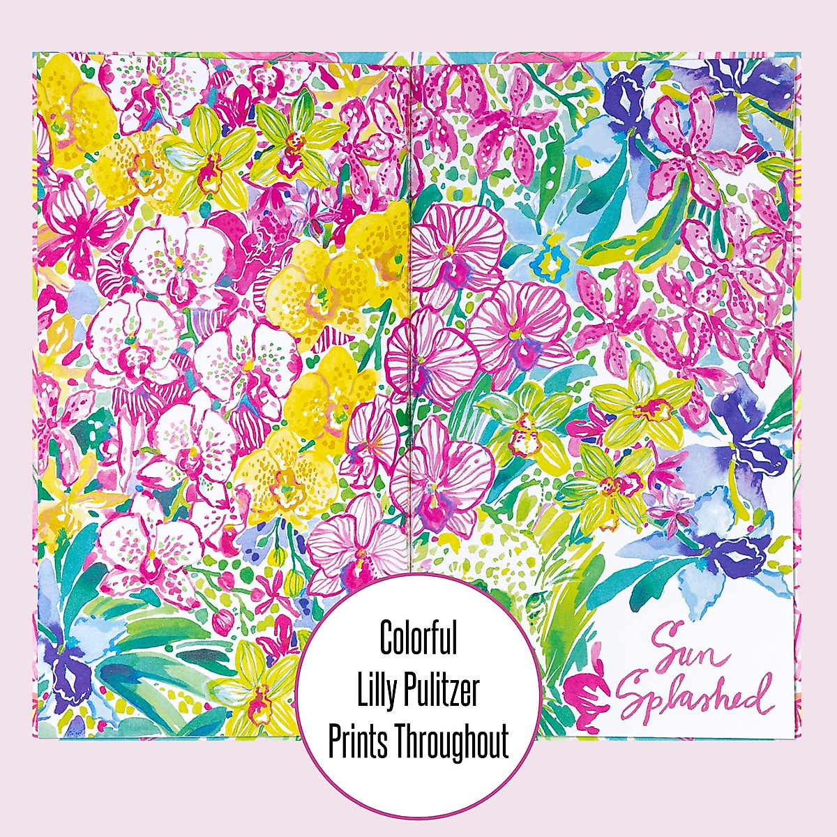 Lilly Pulitzer On The Go Agenda Set, Undated Monthly Pocket Planner with Black Ink Pen, 12 Month Annual Organizer with Notes Pages, Monthly Calendars, and Yearly Overviews, Golden Hour