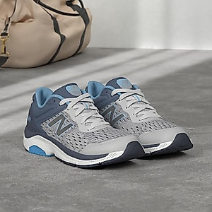 New Balance womens 847 V4 Walking Shoe, Light Aluminum/Vintage Indigo/Team Carolina, 8 Wide US