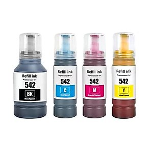 KINOLABS 542 Compatible Ink Bottles Replacement for Epson 542 T542 for Pro EcoTank ET-5800 ET-5850 ET-5880 ET-16600 ET-16650 (1 Black,1 Magenta, 1 Cyan, 1 Yellow, 4 Pack)