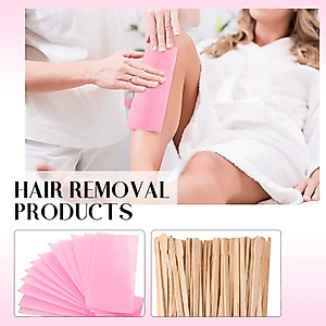 625 Pieces Wax Strips and Sticks Kit Includes 400 Pieces Waxing Strips Hair Removal Non Woven Wax Strips and 225 Pieces Wooden Smooth Wax Applicator Sticks for Women Body Facial Skin Hair Removal