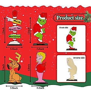 Christmas Table Decorations Signs Christmas Wooden Centerpiece Signs Xmas Theme Wooden Table Toppers for Christmas Holidays Party Supplies 4 Pack