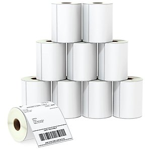 BETCKEY - 4" x 6" (102 mm x 152 mm) Shipping Labels Compatible with Zebra & Rollo Label Printer(not for dymo 4XL), Premium Adhesive & Perforated [10 Rolls, 2500 Labels]