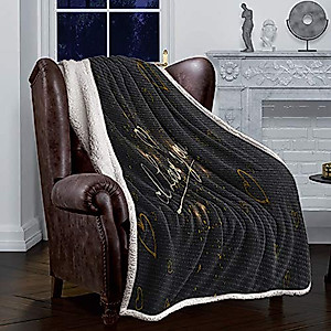 Sherpa Fleece Blanket Fuzzy Throw for Couch, All Season Warm Cozy Plush Thermal Flannel Blankets for Bed Sofa - 40"x50" Valentine's Day I Love You Gold Heart