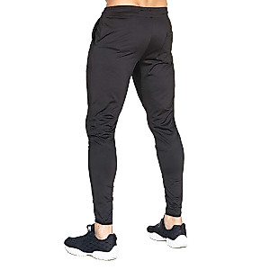 BROKIG Mens Lightweight Gym Jogger Pants,Men's Workout Sweatpants with Zip Pocket(Black,Large)