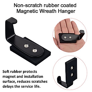 ULIBERMAGNET 2 Pack Large Garage Magnet Hooks and 2 Pack Magnetic Wreath Hooks for Indoor & Outdoor Hanging Towel Coat Umbrella BBQ Grill