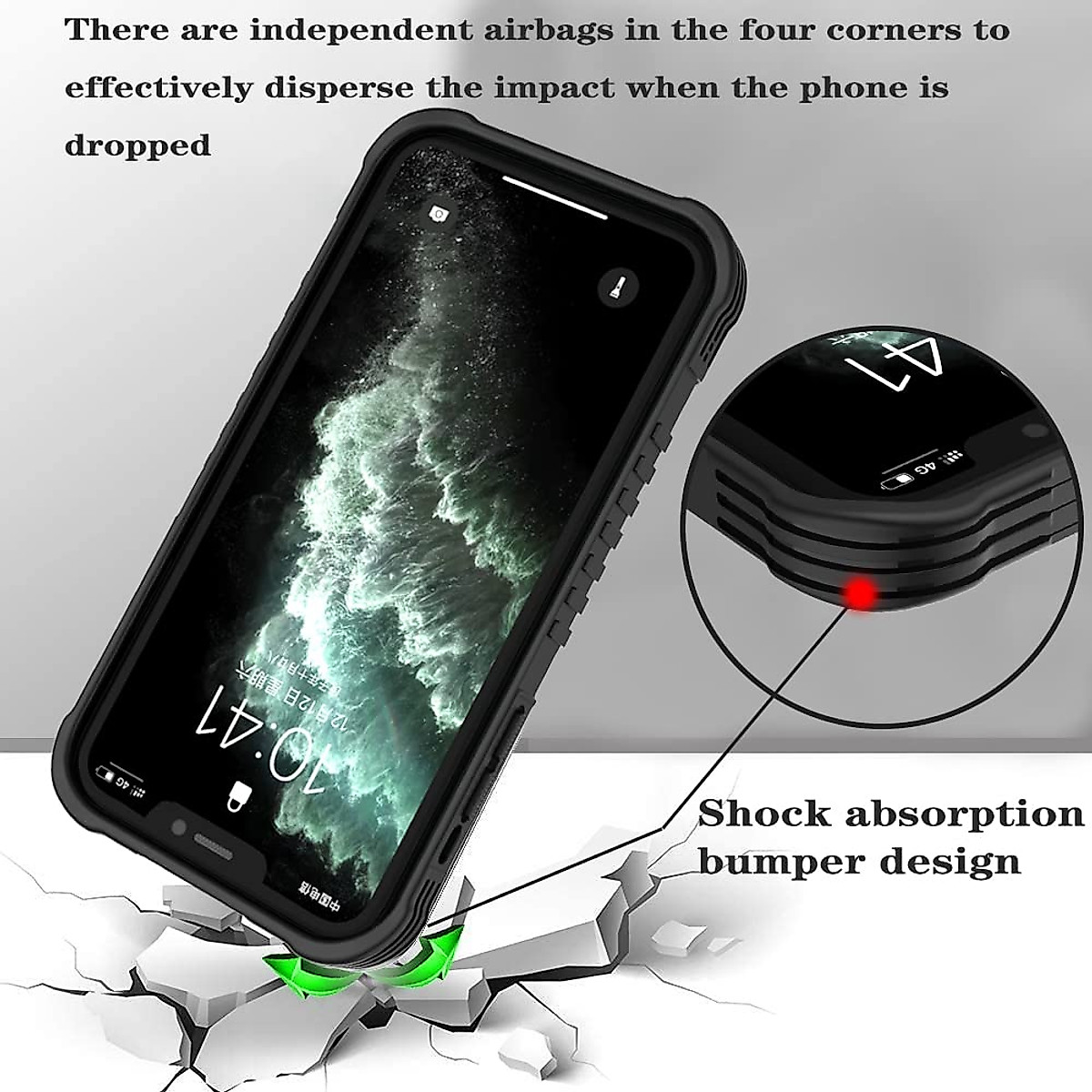 FJyuanqi Compatible with iPhone 13 Pro Max Case, Rock and Roll Skull Skeleton Bone Love Music Design Heavy Duty Anti Slip Shockproof Hard PC Back Soft TPU Prevention Protective Phone Case