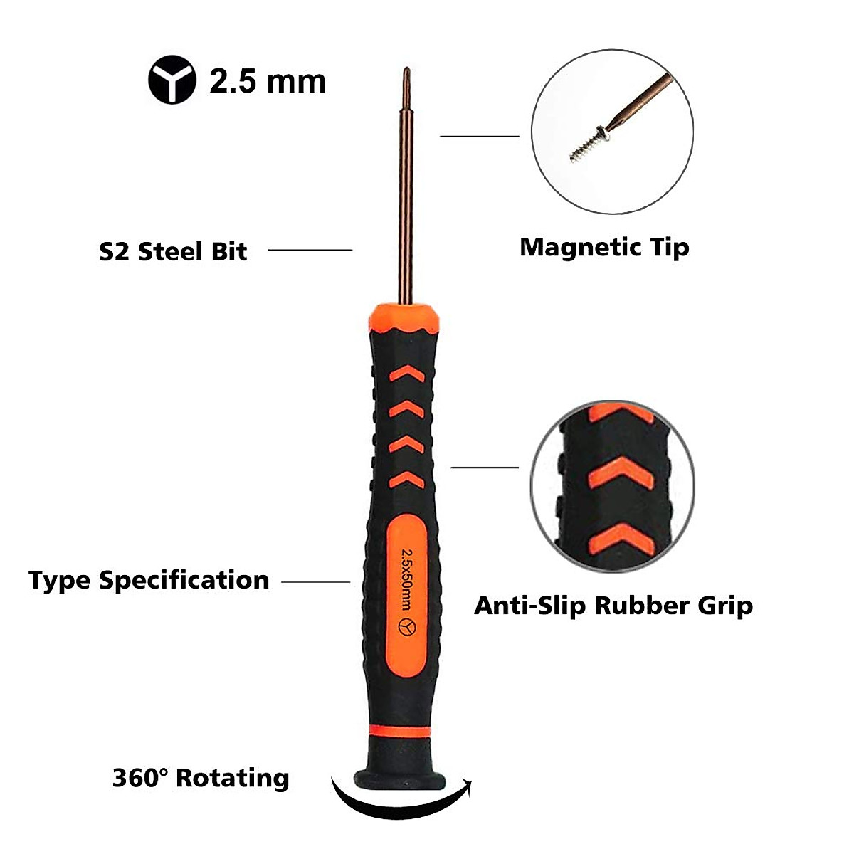 EMiEN 2.5mm Y Head Tri wing Tri-Point Triangle Screwdriver for Nintendo Wii, Gamecube, Gameboy Advance