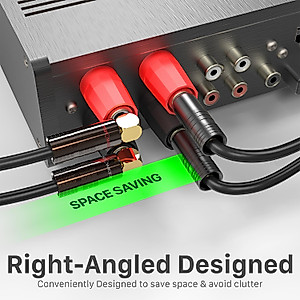 FosPower Right Angle Banana Plugs (2 Pairs / 4 pcs), Closed Screw 24K Gold Plated Banana Speaker Plug Connectors for Speaker Wire, Wall Plate, Home Theater, Audio/Video Receiver, and Sound Systems