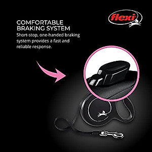 FLEXI New Classic Retractable Dog Leash (Tape) 26 feet, Large, Black