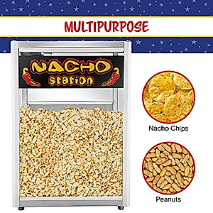 Great Northern Nacho Station Commercial Grade Nacho Warmer Merchandiser, Keeps Chips Warm and Fresh for Hours, Easy to Setup, Stainless Steel Frames with Heavy Duty Plate Glass