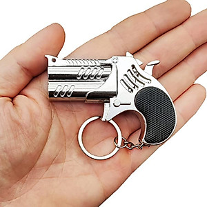 Rubber Band Gun Creative Keychains Decorative Ornaments School Bag Pendants Creative Decompression Toys (Silver)