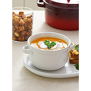 LE TAUCI Soup Bowls With Handles 28 Ounce, French Onion Soup Bowl for Chili, Beef Stew, Cereal, Ceramic Soup Crocks oven Safe, Microwave Dishwasher Safe - 5.5 inch, Set of 4, White