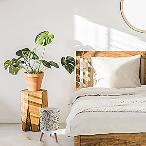 Trash Can with Lid Trendy Seamless Floral Seamless Print Made of Small White Flowers and Wood Small Garbage Bin Waste Bin for Kitchen Bathroom Bedroom Press Cover Wastebasket 7L/1.8 Gallon