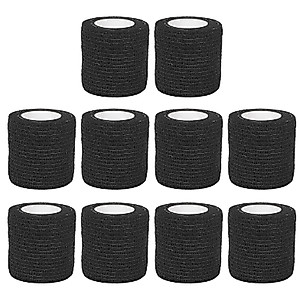 BAMTTOO 10 Pack Self Adhesive Bandage Wrap Black 2" X 5 Yards Black Athletic Tape Tattoo Grip Tape Wrap Ankle Tape Cohesive Bandage Wrap