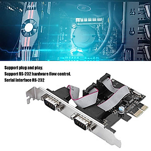 Eboxer 2 Port PCI Express RS232 Serial Adapter, PCIe to RS232 Serial Port Host Controller Expansion Card for Laptop PC, 2.5Gb/s Full Duplex Channel, Plug and Play