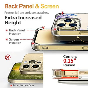 ilnehc Flower Pattern Designed for iPhone 13 Pro Max Case[with Screen Protector], Floral Clear Women Phone Case Shockproof Protective Soft TPU Bumper Cover 6.7 Inch 2021(Lavender/Purple)