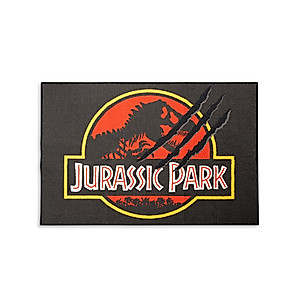 Jurassic Park Logo Printed Area Rug | Indoor Floor Mat, Accent Rugs For Living Room And Bedroom, Home Decor For Kids Playroom | Dinosaur Toys, Gifts And Collectibles | 52 x 36 Inches