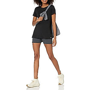 Amazon Essentials Women's Tech Stretch Short-Sleeve Crewneck T-Shirt (Available in Plus Size), Pack of 2, Black, Large