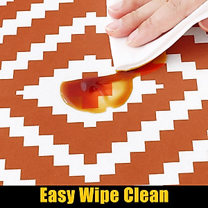 Smiry Round Picnic Table Cloth, Waterproof Elastic Fitted Outdoor Tablecloths for 36"-44" Tables, Wipeable Flannel Backed Vinyl Table Cover for Camping, Dining and Indoor, Rust