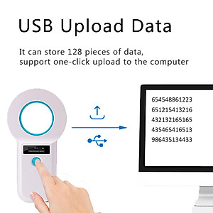 Rabitpos Pet Microchip Reader Scanner, 128 Data Storage Animal Tag Scanner Rechargeable Handheld Pet Chip ID Scanner with Stable OLED Display for ISO 11784/11785,FDX-B