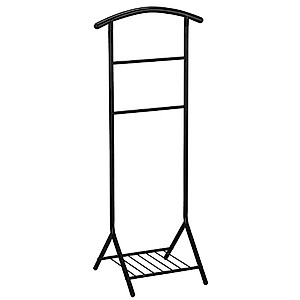 KB Designs - Suit & Tie Freestanding Valet Stand Clothing Organizer Rack, Black