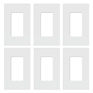 Lutron Claro 1 Gang Decorator/Rocker Wallplate, Gloss, White (6-Pack) | CW-1-WH-6