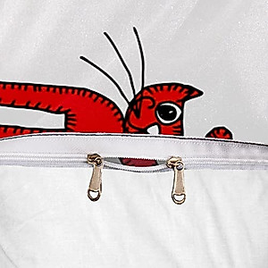 DragonBtu Red Cat 3 Piece with 2 Pillow Shams Comfortable Print Bedding Set Soft Comforter Cover Set for Women Girl