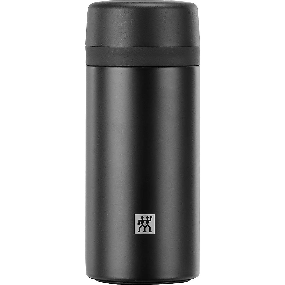 Zwilling Thermo Thermos Flask, Integrated Filter Insert, Vacuum Flask for Tea & Infused Water, Double Wall Insulation, 420 ml, Height: 17,2 cm, Black