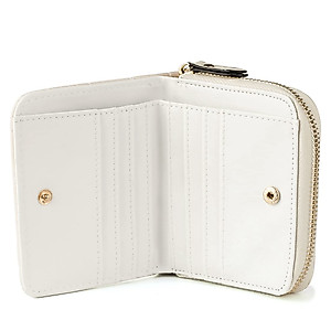 uxcell Small Short Paragraph Zipper Coin Wallets with Card Holder for Lady Small White