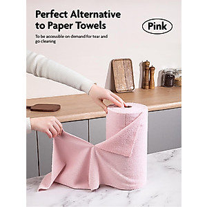 Fantasticlean Microfiber Cleaning Cloth Roll -75 Pack, 12x12", Tear Away Towels, Reusable Washable Rags (Pink)