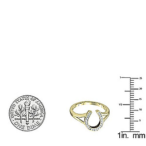 Dazzlingrock Collection 0.08 Carat (ctw) Round White Diamond Horse Shoe Right Hand Ring for Women in 10K Yellow Gold Size 9