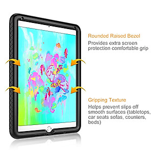 Fintie Case for iPad 6th / 5th Generation (2018/2017), iPad Air 2 / Air 1 (9.7 Inch) - [Mighty Shield] Heavy Duty Anti Slip Shock Proof Kids Friendly Drop Protection Silicone Cover, Black