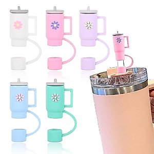 Straw Cover For Stanley, 5 PCS Suitable Silicone Stanley Cup Straw Cover - Variable Colour Stanley Straw Cover - Straw Covers for Reusable Straws - Stanley Cup Accessories - Mix Covers (5 PCS, Mix)