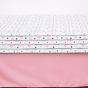 JISEN 5 Piece Crib Bedding Set for Girls Unicorns Baby Girl Bedding Crib Set Nursery Bedding Sets - Crib Quilt Crib Sheet Pillowcase Crib Skirt Diaper Stacker