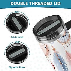FRCSDIY Dream Catcher Insulated Tumbler with Handle and Straw Lid,40oz Leakproof Stainless Steel Cup BPA-Free Water Bottle