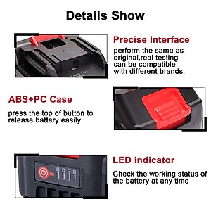 SHINTYOOL 21V Lithium Battery with Electric Quantity Display, 4.0 Ah Battery with Charger Adapter Led Indicator Compatible with Leaf Blower and Mini Saw