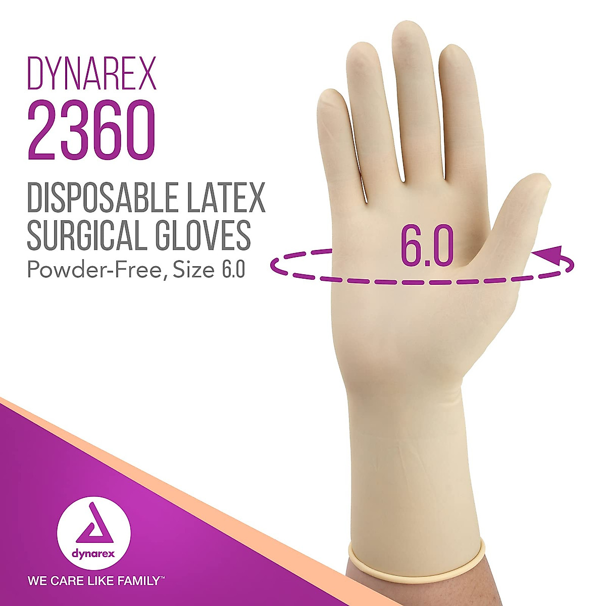 Dynarex Sterile Disposable Latex Surgical Gloves, Powder-Free, Sterilely Packaged in Pairs, Medical & Healthcare, Bisque, Size 6, 1 Case of 200 Pairs