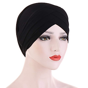 Fxhixiy Hijab Chemo Cancer Beanies Turbans Hats Cap Twisted Hair Cover Headwrap Turban Headwear for Women (Gray)