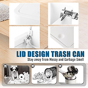 Cheardia 3 Pack Bathroom Trash Can, 12L /3 Gallon and 9L /2.3 Gallon Plastic Slim Garbage Bin Wastebasket with Pop-Up Lid for Kitchen, Bedroom, Office, Dorm, Fits Under Desk, Cabinet, Sink, Cream