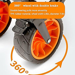 DECORN Collapsible Folding Wagon Garden Cart Beach Wagon Grocery Wagon All-Terrain Wheels Garden Grocery Wagon with Table Plate & 220 LB Capacity for Sports Outdoor Camping Fishing,White