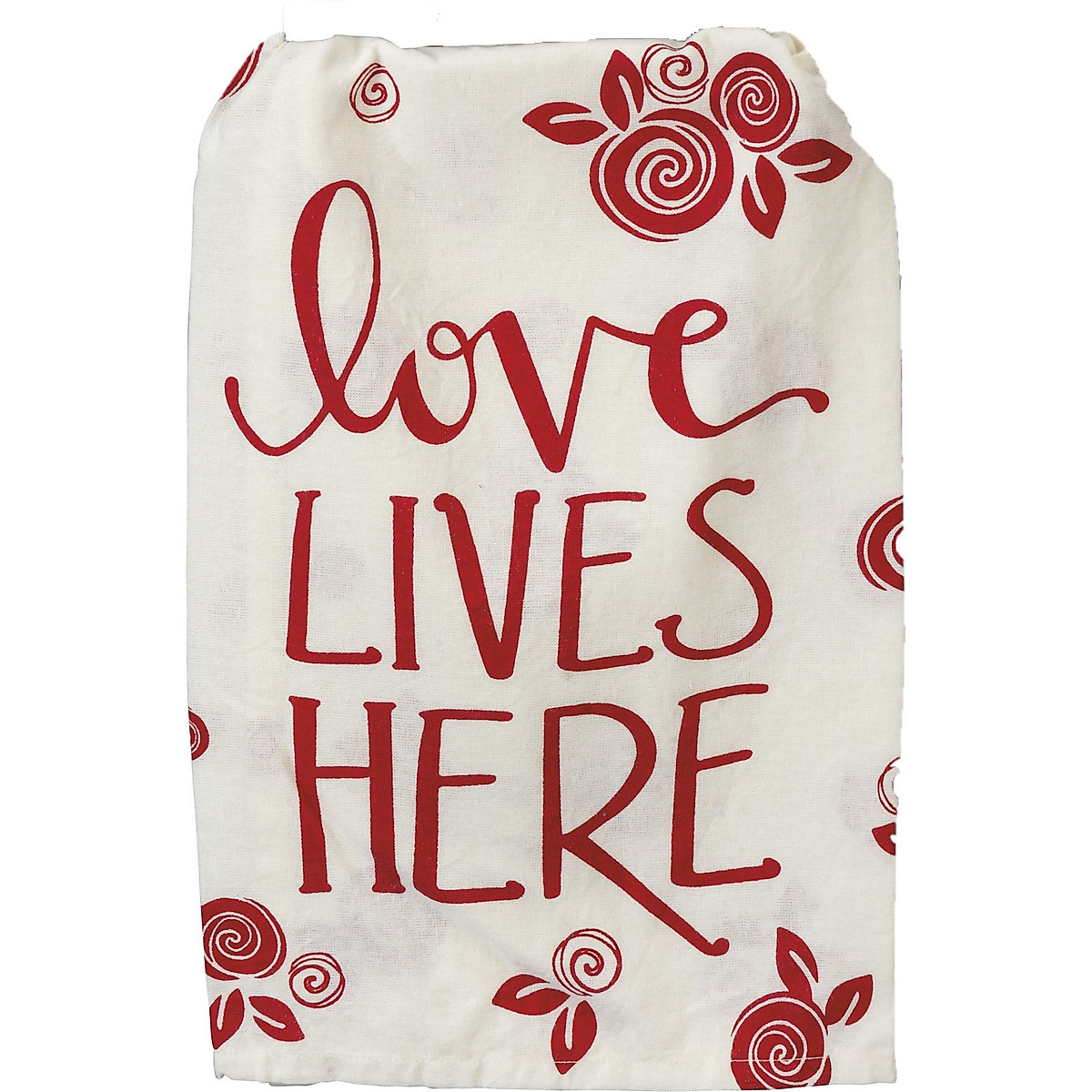 2 Piece Valentine Themed Towel Bundle - Sentiments Read Love Lives Here and Love Is Being Stupid Together