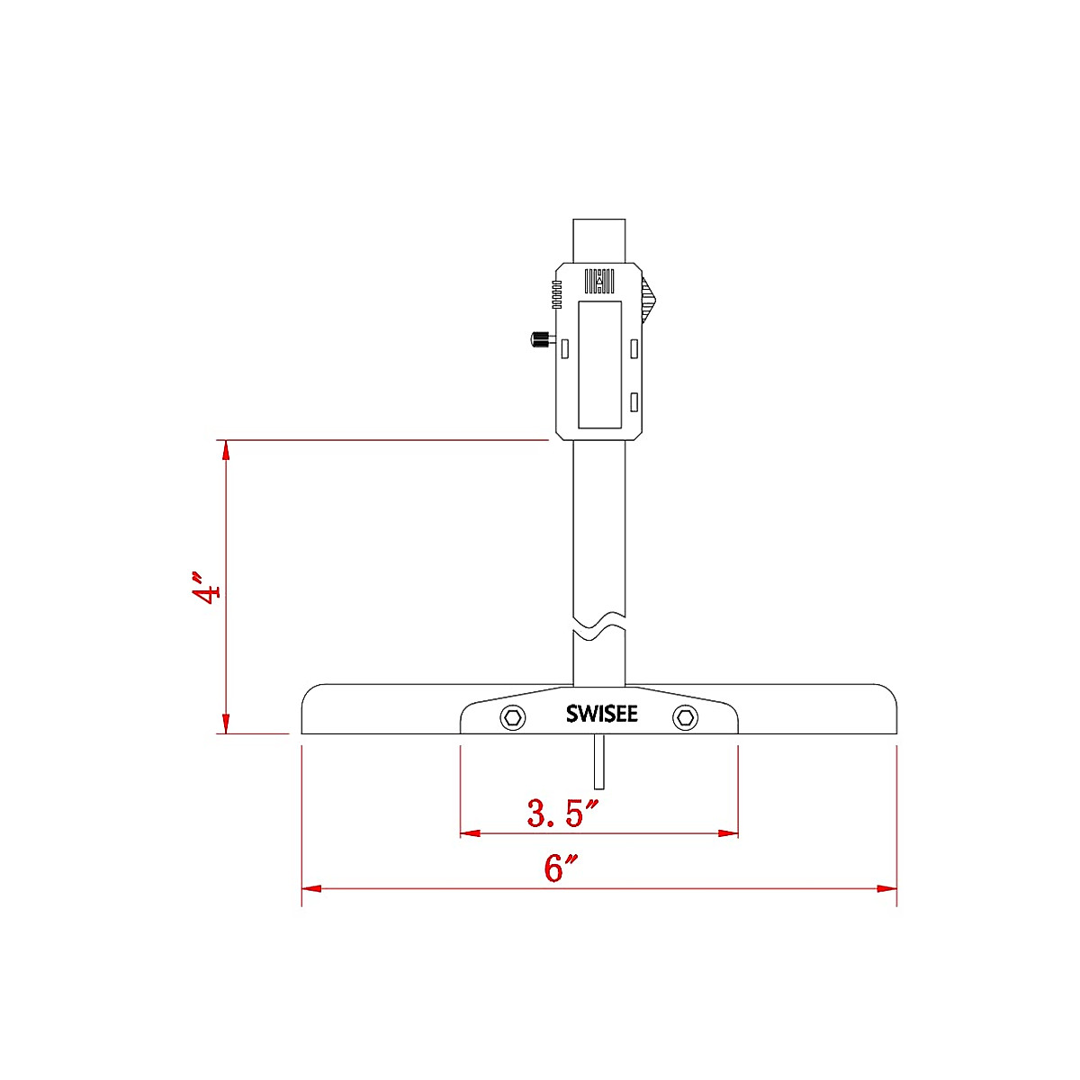 SWISEE Extended Measuring Claw Digital Depth Caliper Long Jaw Caliper ​Measuring Tool,Depth Gage Accuracy:0.0005"/ 0.01mm, Jaw Detachable(4"/100mm)