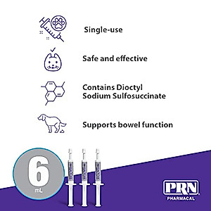 PRN Pharmacal PetEma - Disposable Single Use Enema for Cats - Rectally Administered Gel Containing Lubricant, Laxative & Stool Softener - with Glycerin & Sorbic Acid - 6 mL Syringe - 3 Pcs
