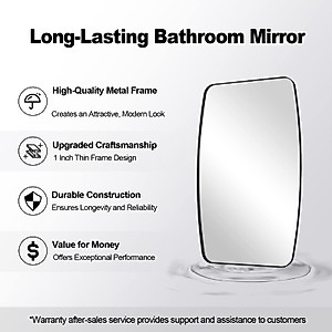 ANDY STAR Black Oval Mirrors for Bathroom, Large 24x40’’ Matte Black Metal Framed Oblong Wall Mirror, Modern Black Vanity Mirror in Stainless Steel Frame Wall Mount Horizontal or Vertical