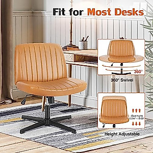Sweetcrispy Office Chair No Wheels - Armless Desk Chair No Wheels Cross Legged Office Chair Wide Swivel Home Office Desk Chairs