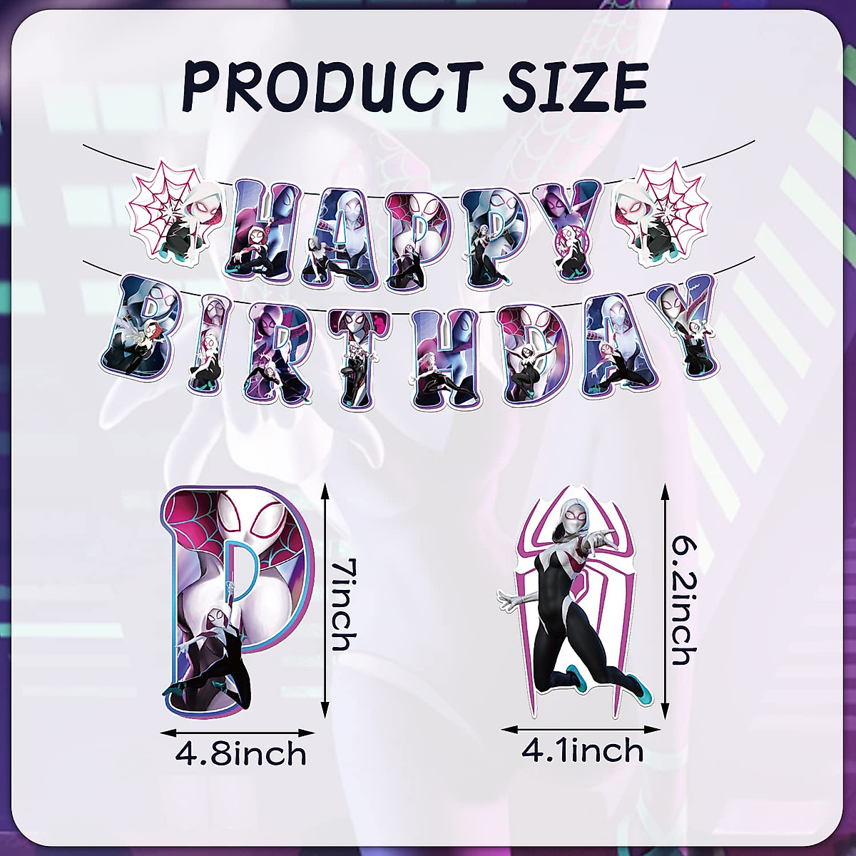 Spider Girl Party Supplies Spider Gwen Happy Birthday Banner Hanging Swirls for Ghost Spider Birthday Decorations
