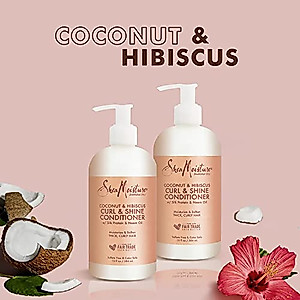 SheaMoisture Curl and Shine Conditioner For Thick, Curly Hair Coconut and Hibiscus Sulfate Free 13 oz 2 Count