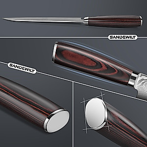 SANDEWILY 7 Inch Japanese Santoku Knife - Ultra Sharp 7Cr17Mov Kitchen Chef Knife with Sheath,High Carbon Stainless Steel Blade,Ergonomic Handle Gift Box for Home Outdoor Cooking